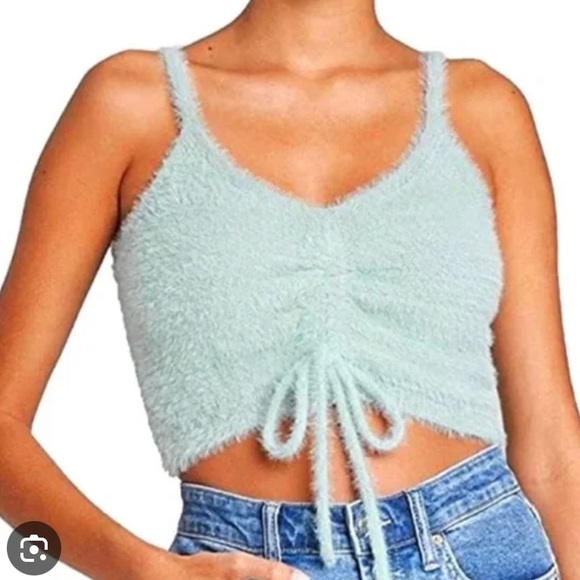 wild fable | Tops | Wild Fable Fuzzy Mint Green Ruched Cropped Tank ...